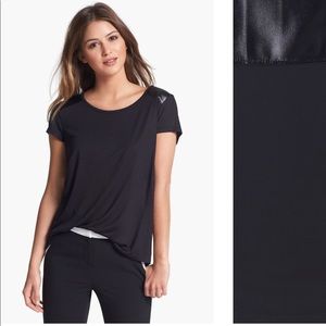 Halogen | Tops | Halogen Faux Leather Yoke Tee | Poshmark
